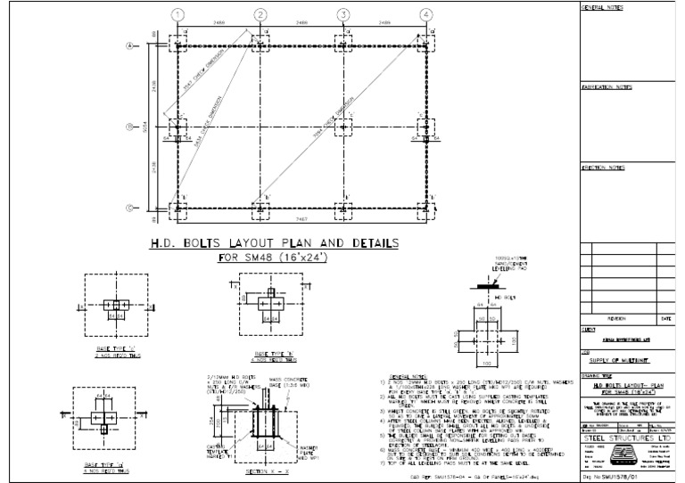 Smu1578 04 HD Bolts Layout 16'x24' Model | PDF