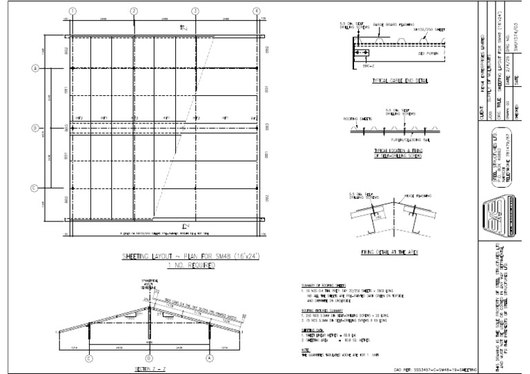 Smu1578 04 Sheeting Layout 16'x24' Model | PDF