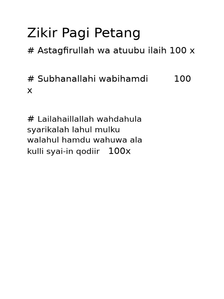 Zikir Pagi Petang | PDF