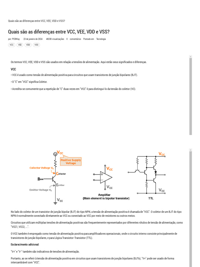 Quais São As Diferenças Entre VCC, VEE, VDD e VSS - Tecnologia - PCBway ...
