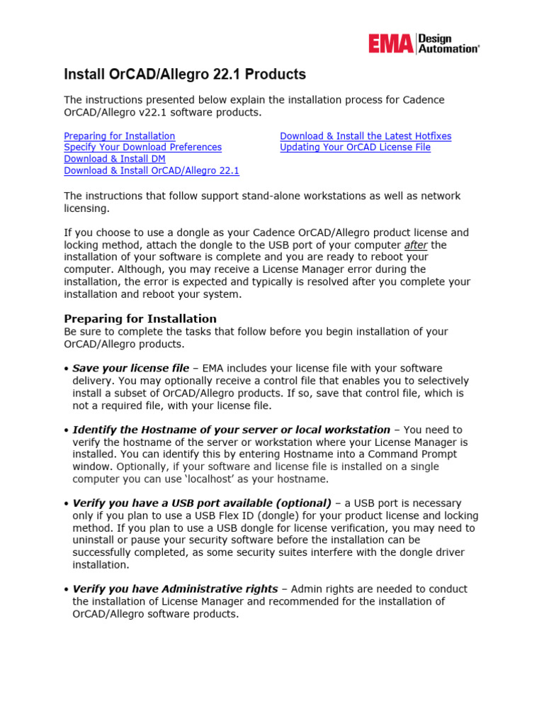 OrCAD/Allegro 22.1 Install Guide | PDF | Computing | Computer Architecture