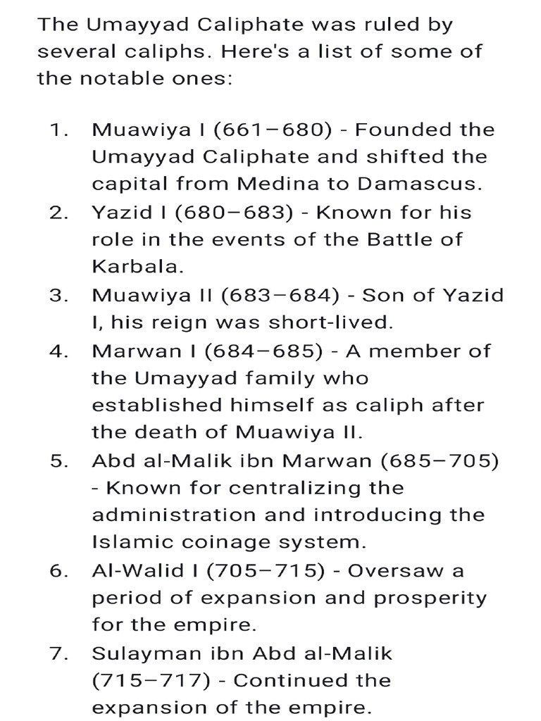 Umayyad Empire King List | PDF