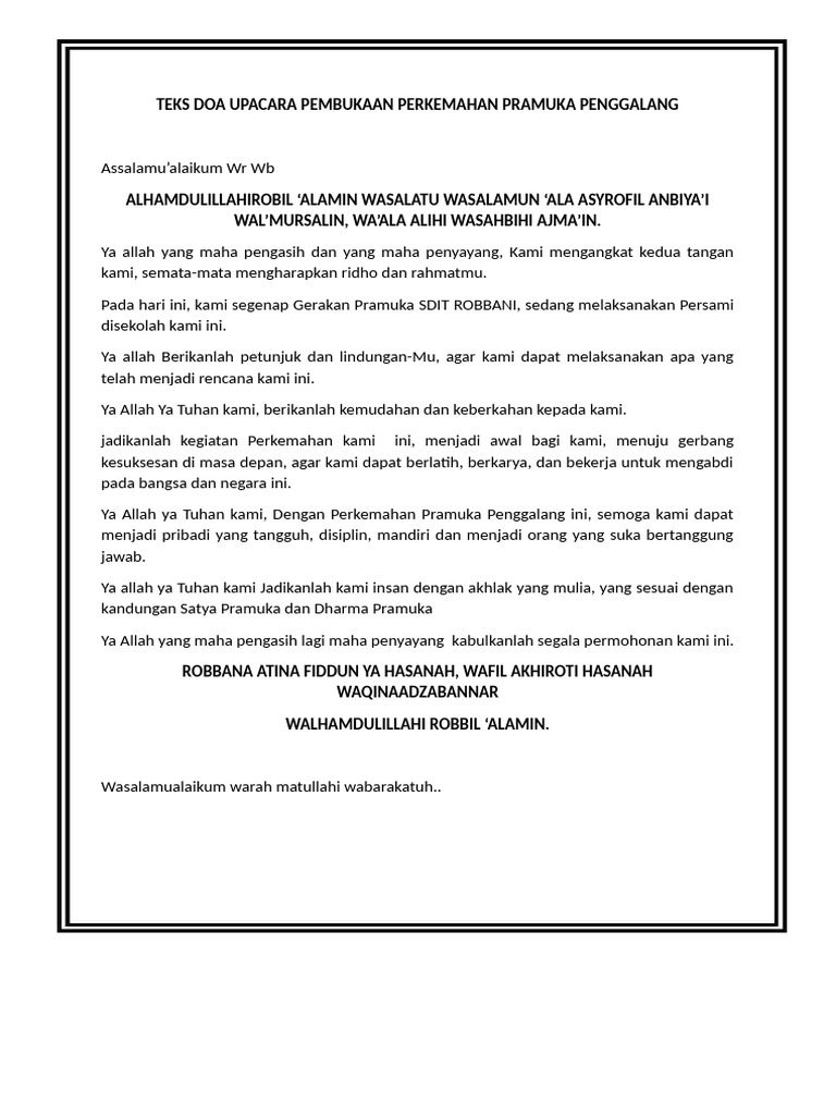 Teks Doa Upacara Pramuka Persami | PDF