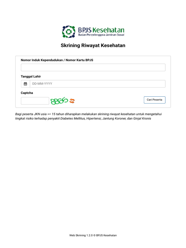 Web Skrining BPJS Kesehatan | PDF