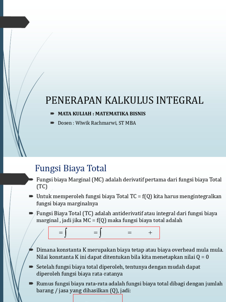 Penerapan Kalkulus Integral dalam Ekonomi | PDF