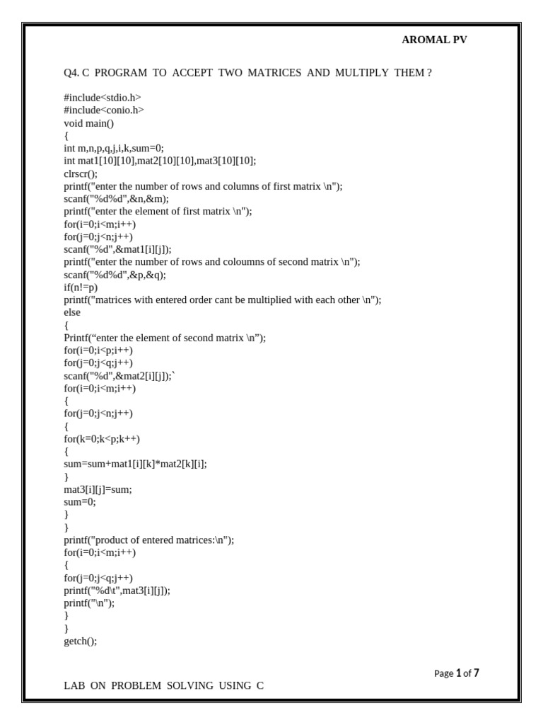 LAB5 | PDF | Matrix (Mathematics) | Linear Algebra