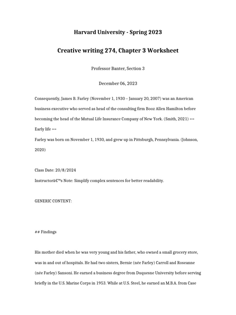 Creative Writing 274 Chapter 3 Worksheet | PDF | Companies | Financial ...