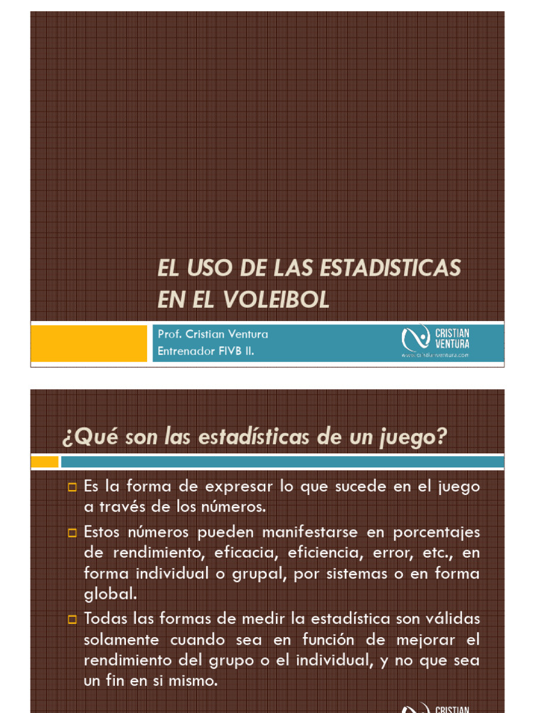 Estadísticas en el Voleibol: Guía Práctica | PDF | Estadísticas | Vóleibol