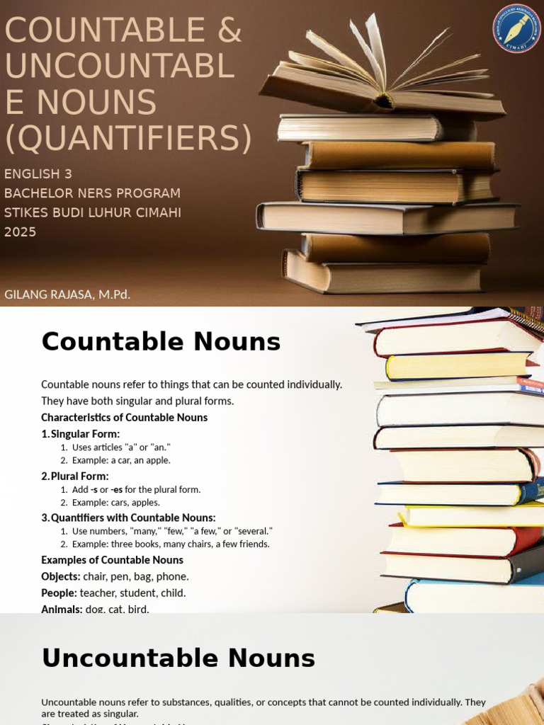 English 3 - Countable & Uncountable Nouns (Quantifiers) | PDF | Noun ...