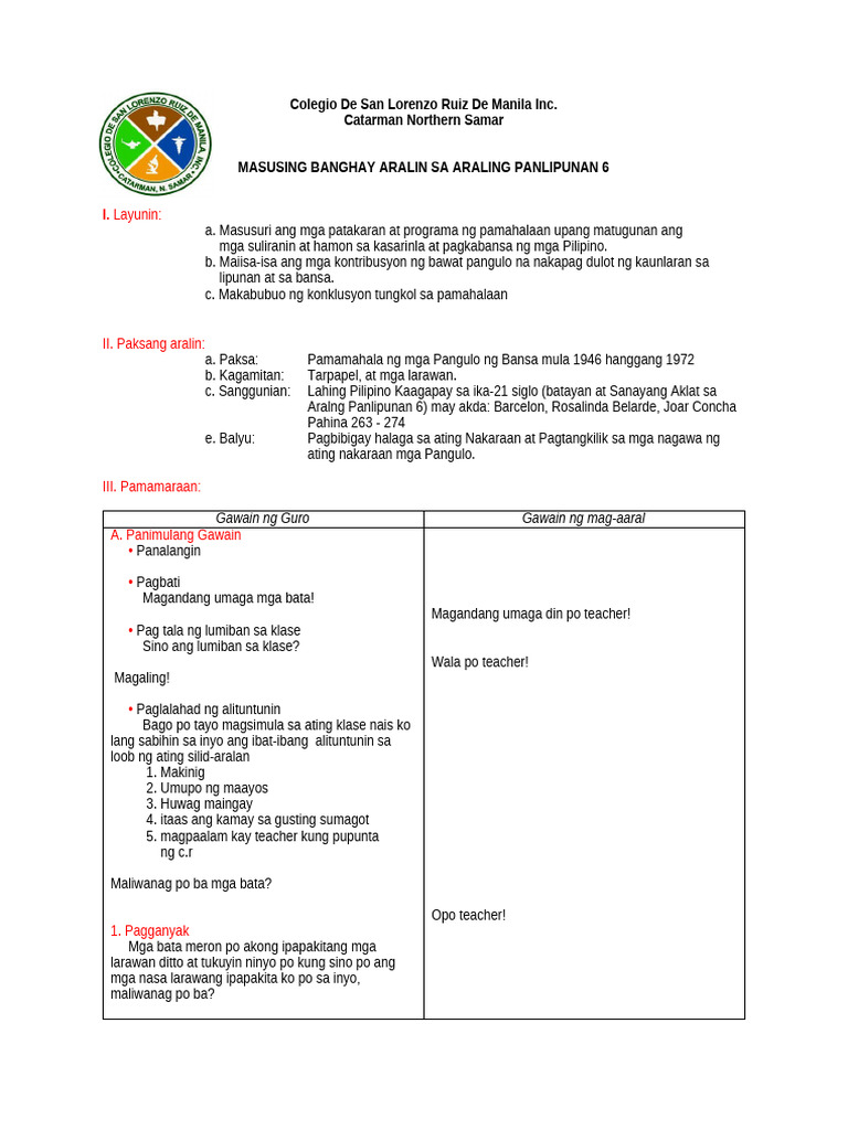 Detailed Lesson plan In Araling Panlipunan 6 | PDF