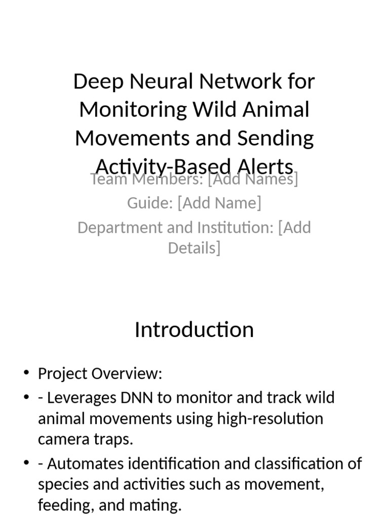Wildlife Monitoring with DNN Alerts | PDF
