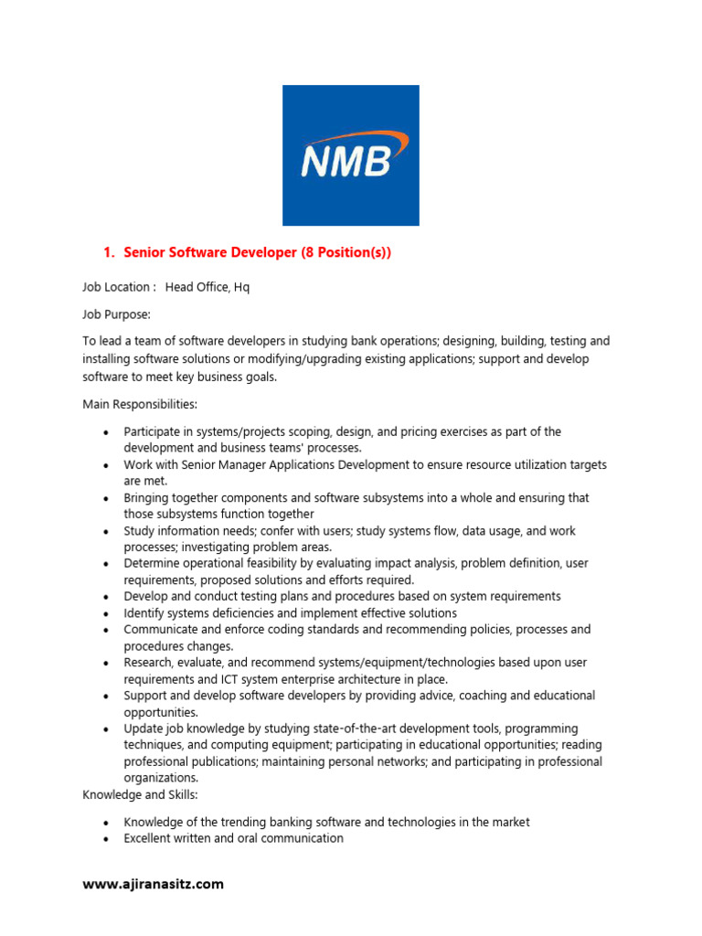 NMB Bank PLC Vacancies 1 | PDF | Data Science | Machine Learning