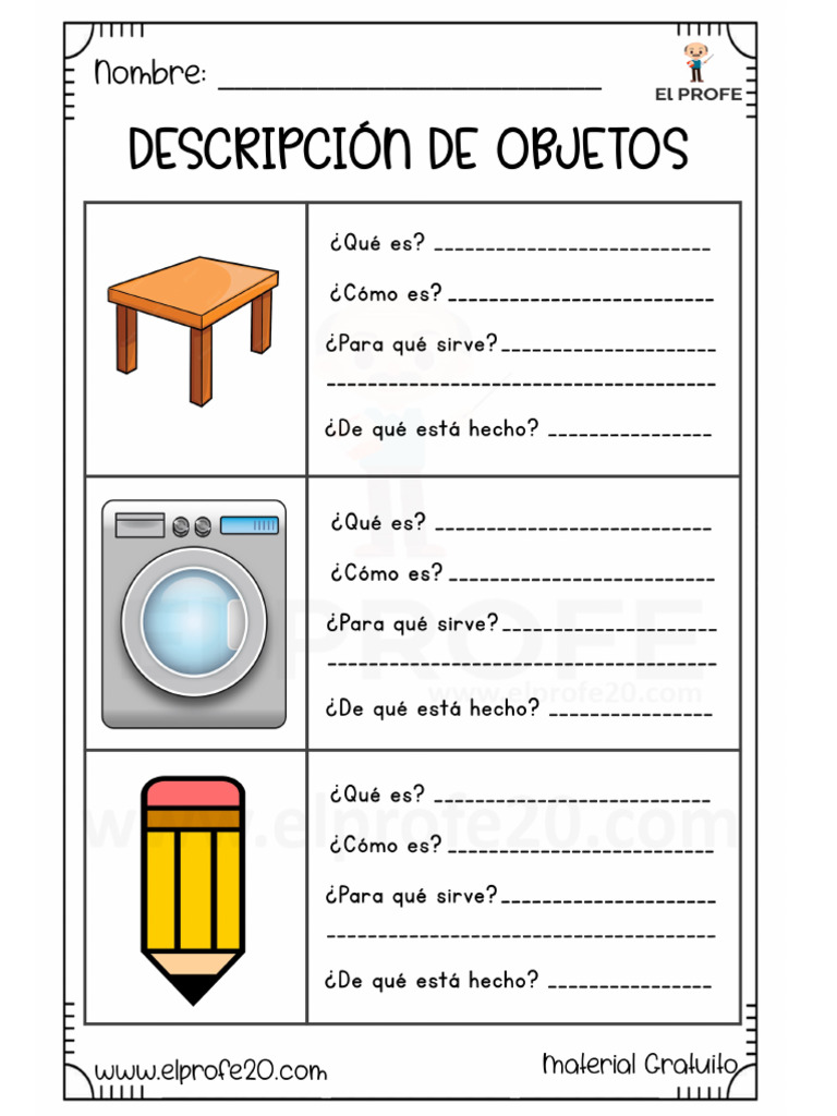 Ejercicios Descripcion de Objetos Elprofe20 PDF | PDF