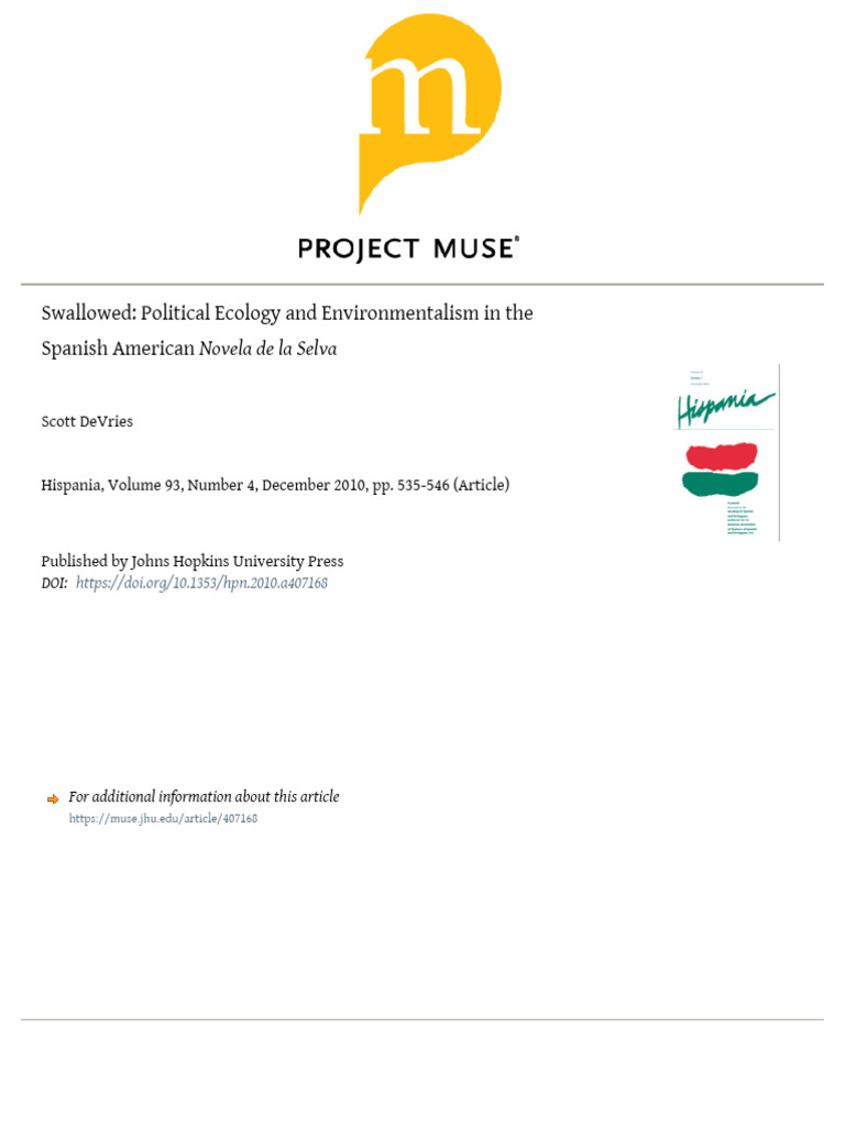 Scott DeVries - Spanish American Novela de La Selva | PDF