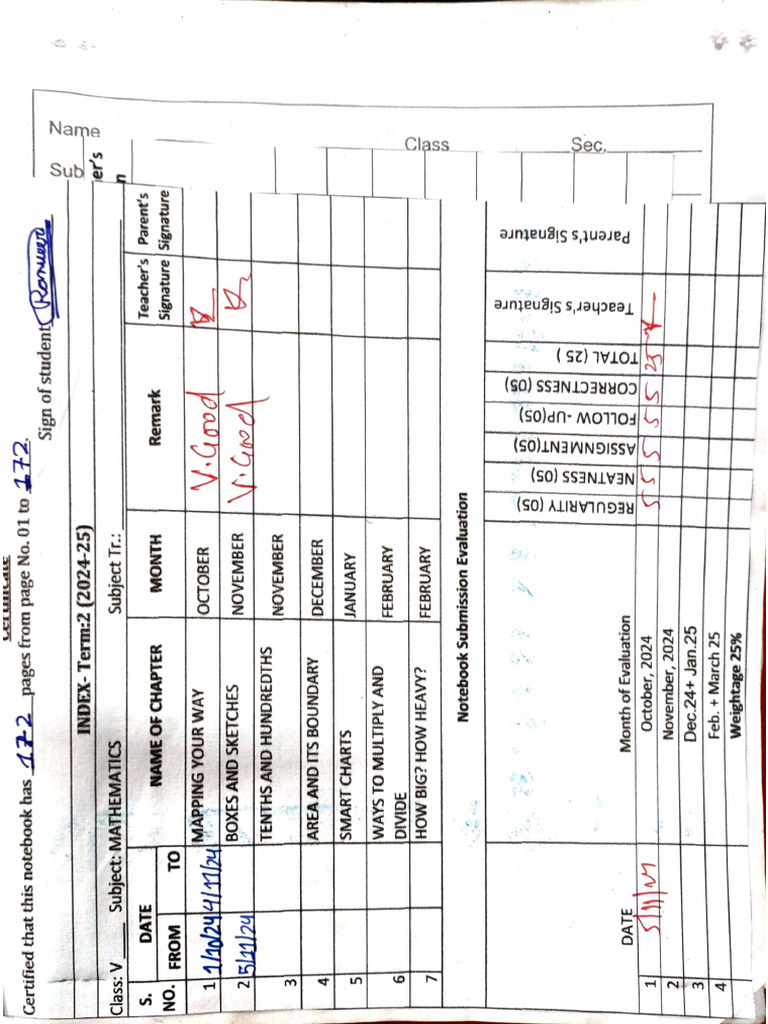 Class 5 Math Notebook-1 | PDF