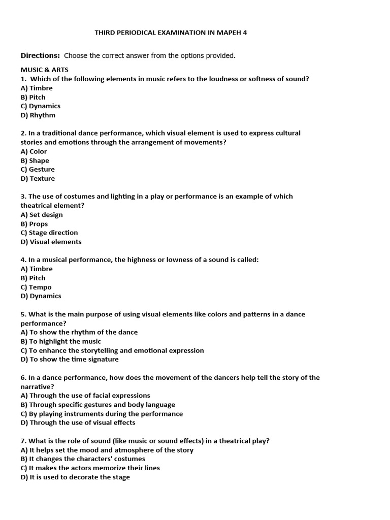 MAPEH 4 Third Periodical Exam Guide | PDF | Foods | Healthy Diet