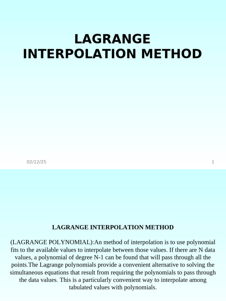 Lagrange Interpolation Method Pdf