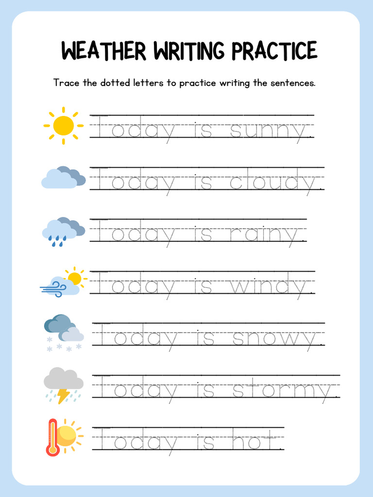 Writing Practice Weather | PDF