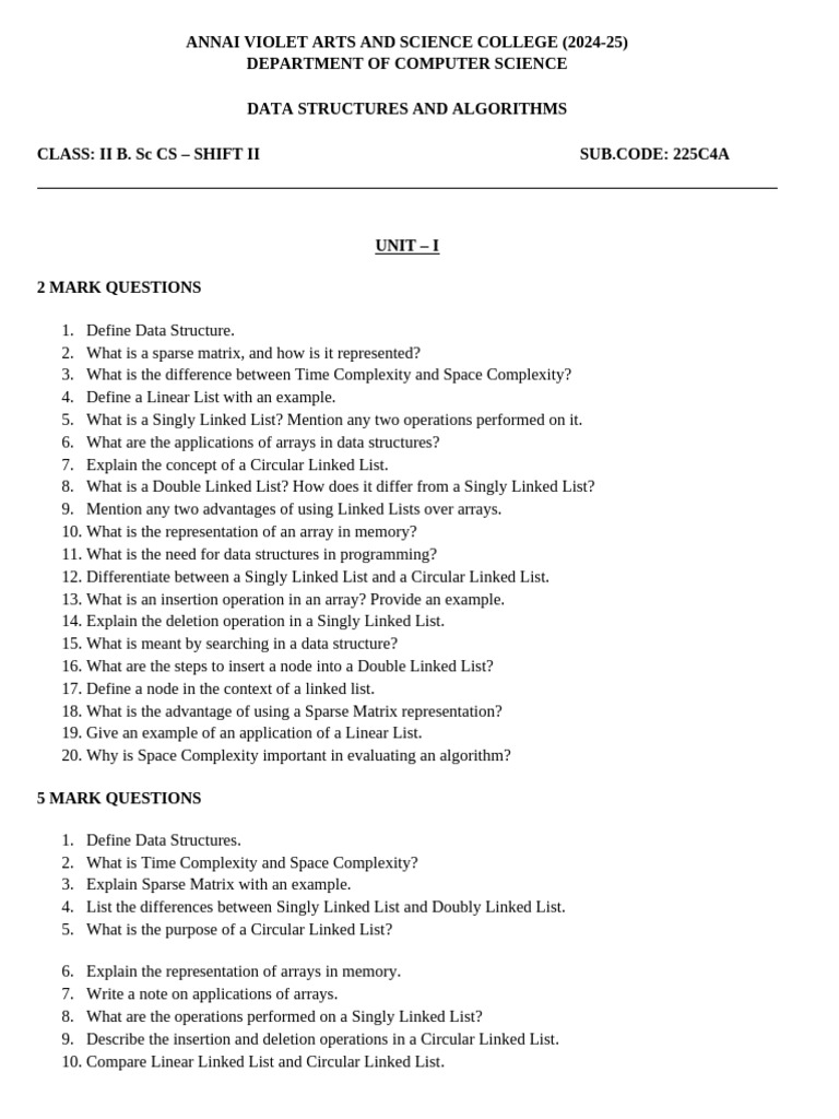 Data Structure And Algorithms Pdf Time Complexity Queue Abstract Data Type