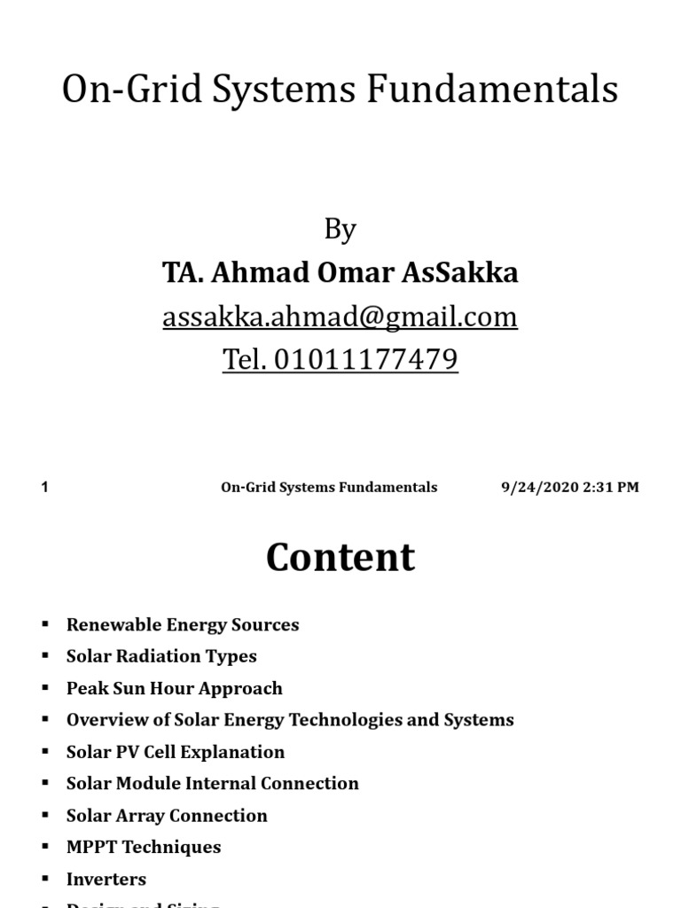 On-Grid Systems Fundamentals | PDF | Power Inverter | Photovoltaics