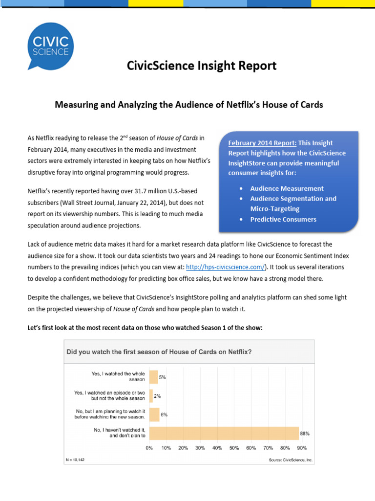 Insight Report Netflix House of Cards February 20141 | PDF | Audience Measurement | Netflix