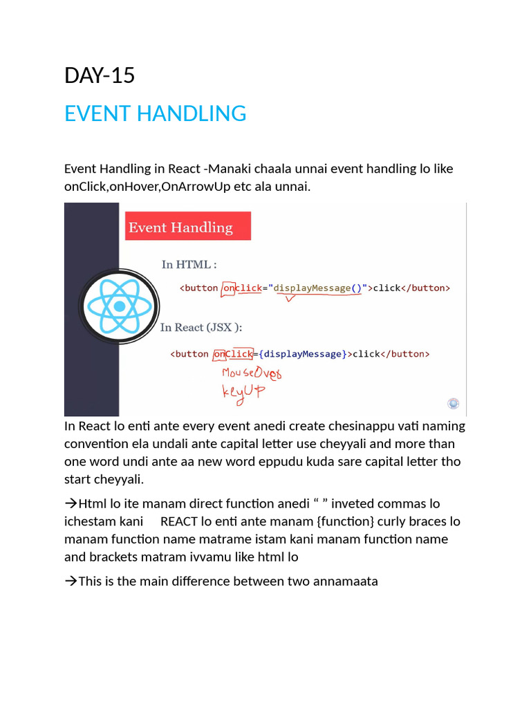 React Event Handling Explained | PDF