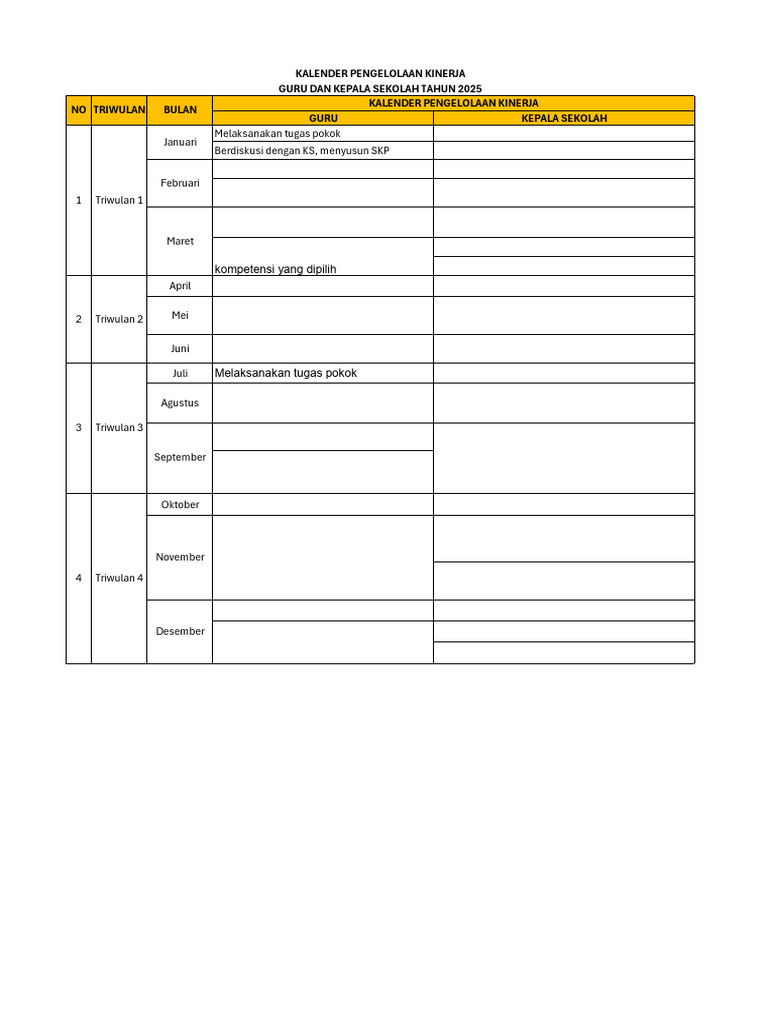 Kalender Pengkin Guru Dan Kasek | PDF