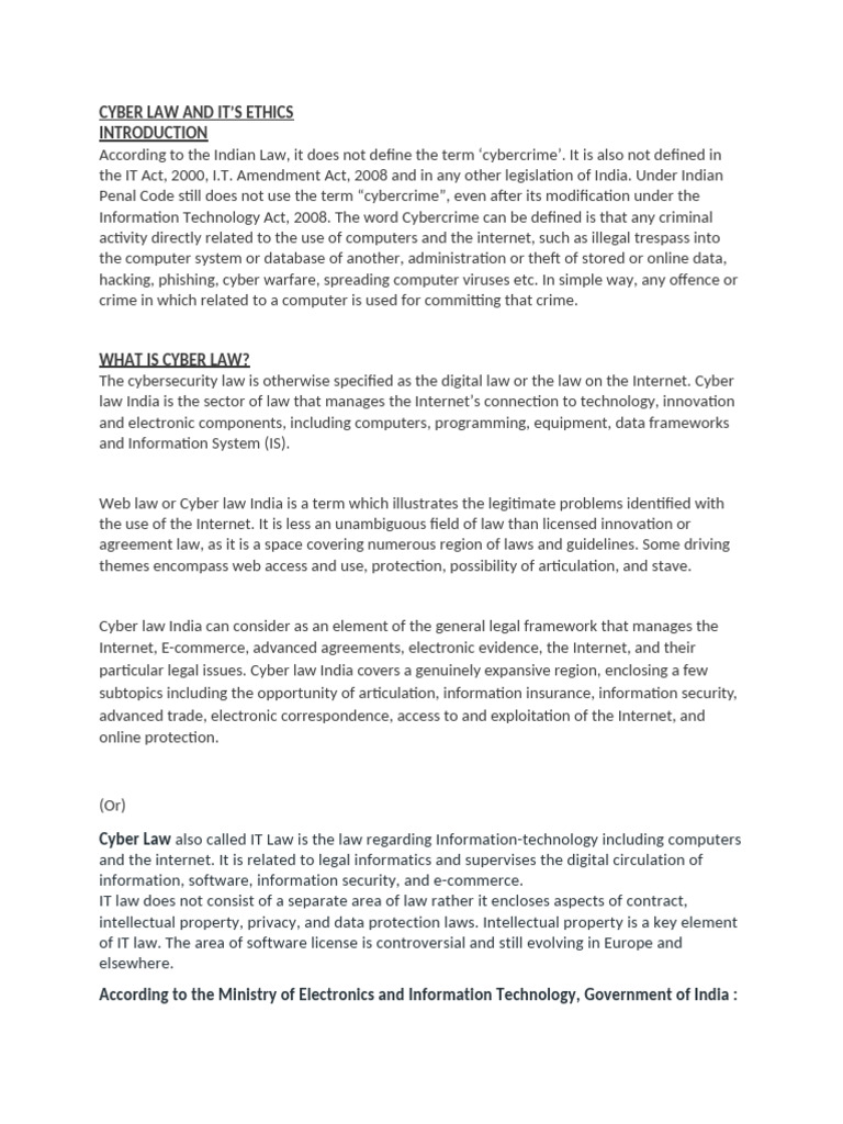 Cyber Law and Ethics | PDF | Cybercrime | Crimes