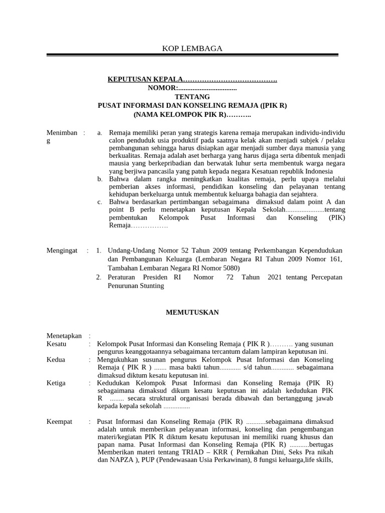 ForM SK PIK R Jalur Pendidikan | PDF