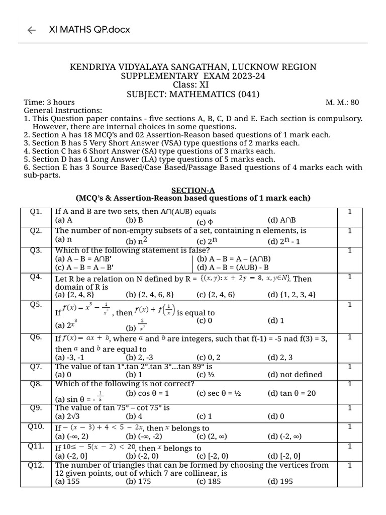 Xi Maths Qp.docx | PDF | Ellipse | Orbit