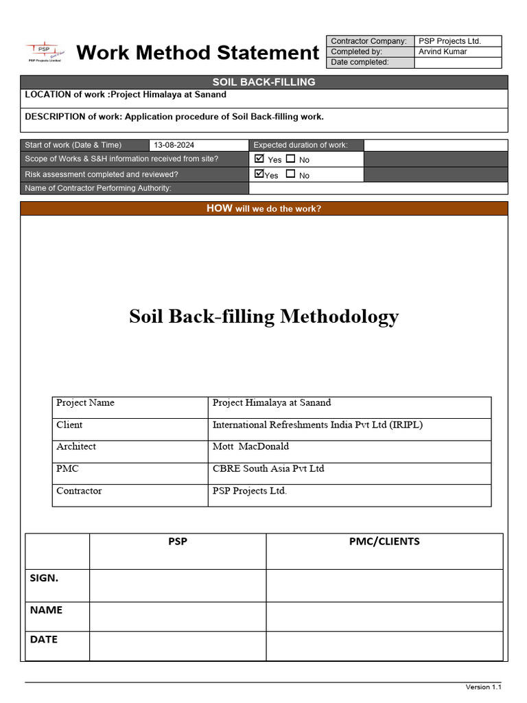 5.0 WMS of Soil Backfilling | PDF | Crane (Machine)