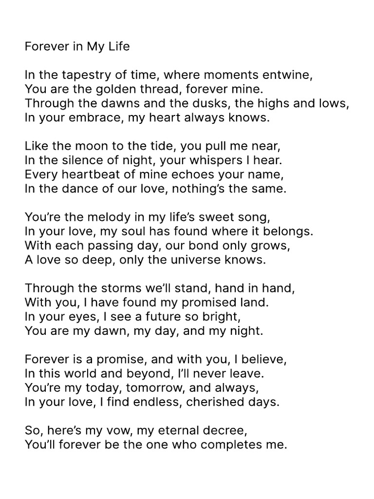 Eternal Love Poem: Forever in My Life | PDF