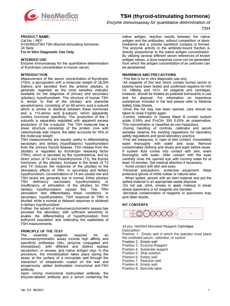 IFU v.2.0 TSH (Thyroid-Stimulating Hormone) | PDF | Thyroid Stimulating ...
