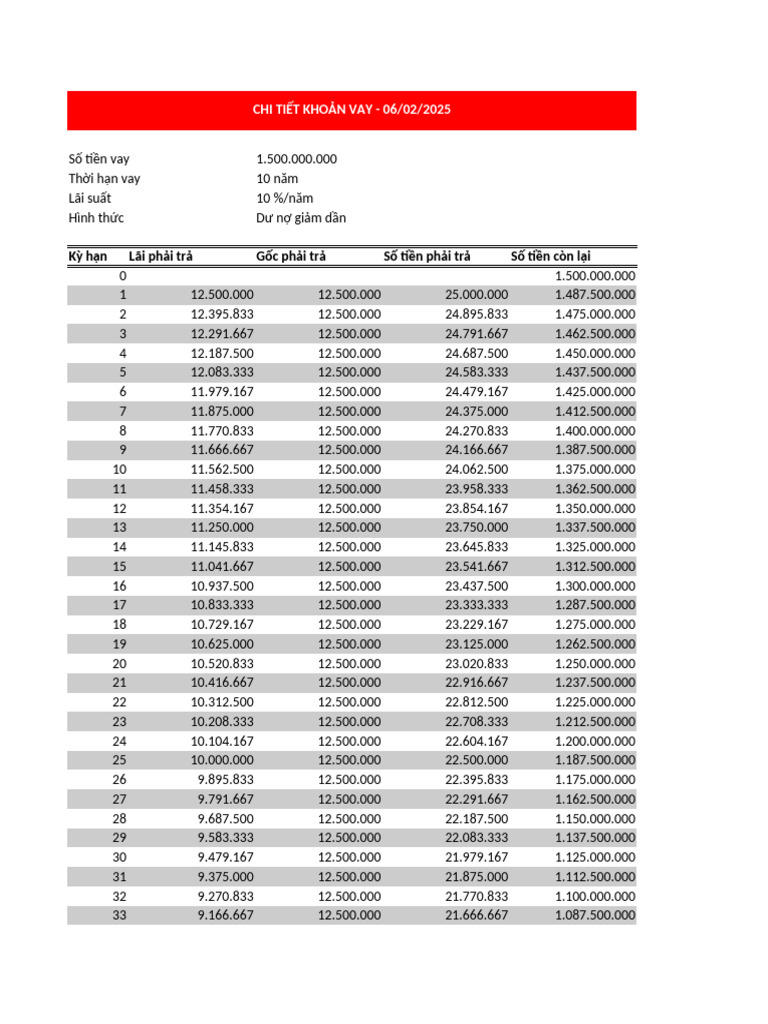 Chi Tiet Khoan Vay 06022025 | PDF