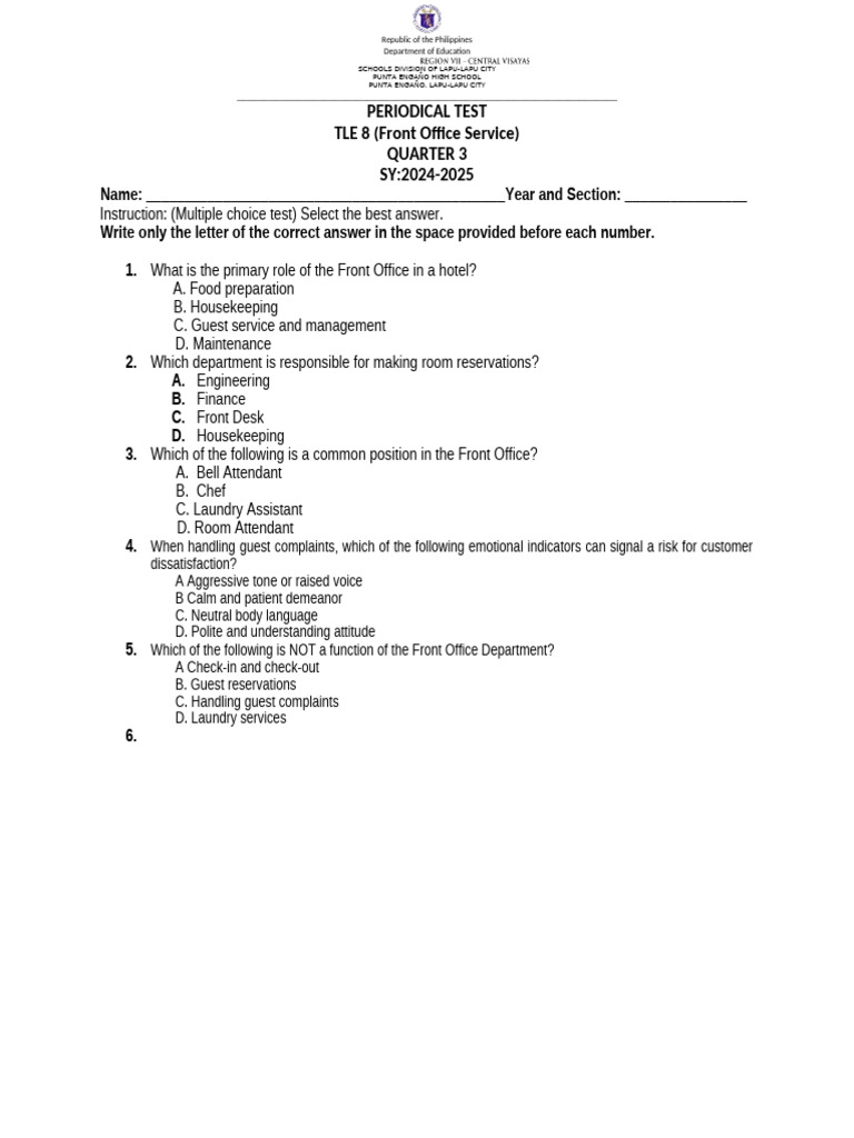 Fos Periodical Test Alphabetical Final | PDF