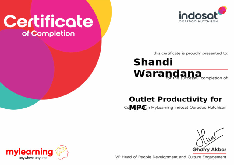 Outlet Productivity For MPC - E-Certificate | PDF