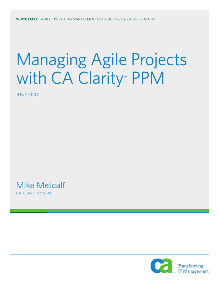 CA Clarity PPM For Agile Development Projects | PDF | Agile Software ...