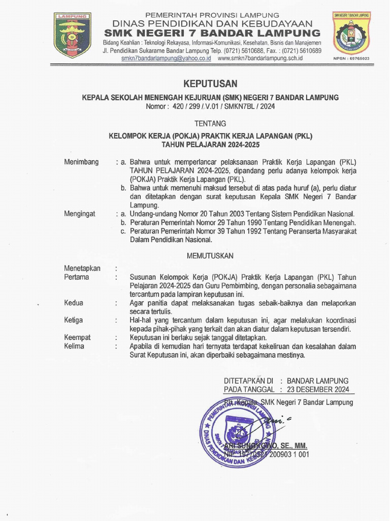 Scan SK PKL 2024-2025 Gelombang 3 | PDF