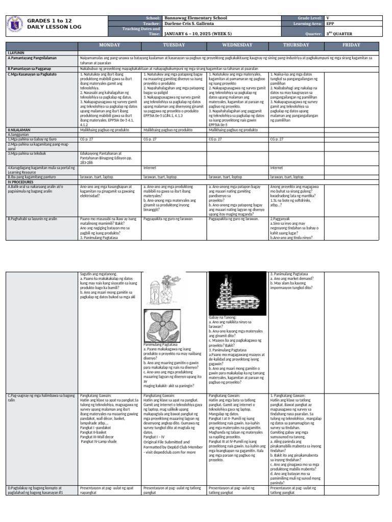 DLL - Epp 5 - Q3 - W5 | PDF