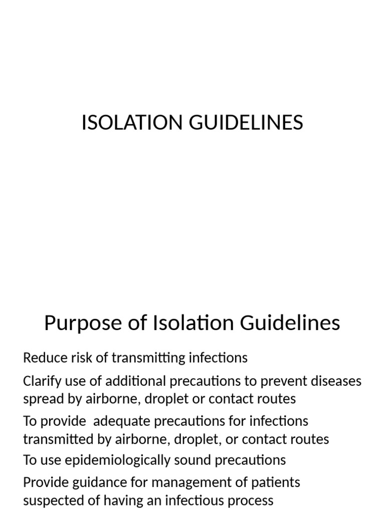Isolation Guidelines | PDF | Infection | Medical Specialties