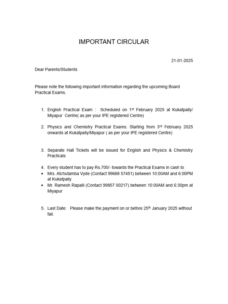 Important Circular | PDF