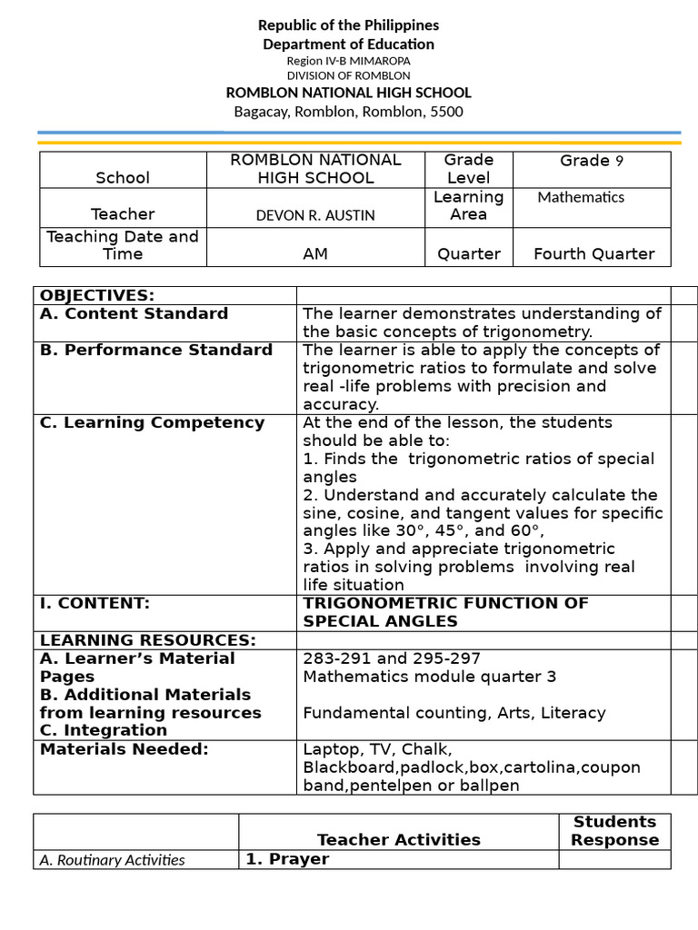 DLP Permutation | PDF | Trigonometry | Trigonometric Functions