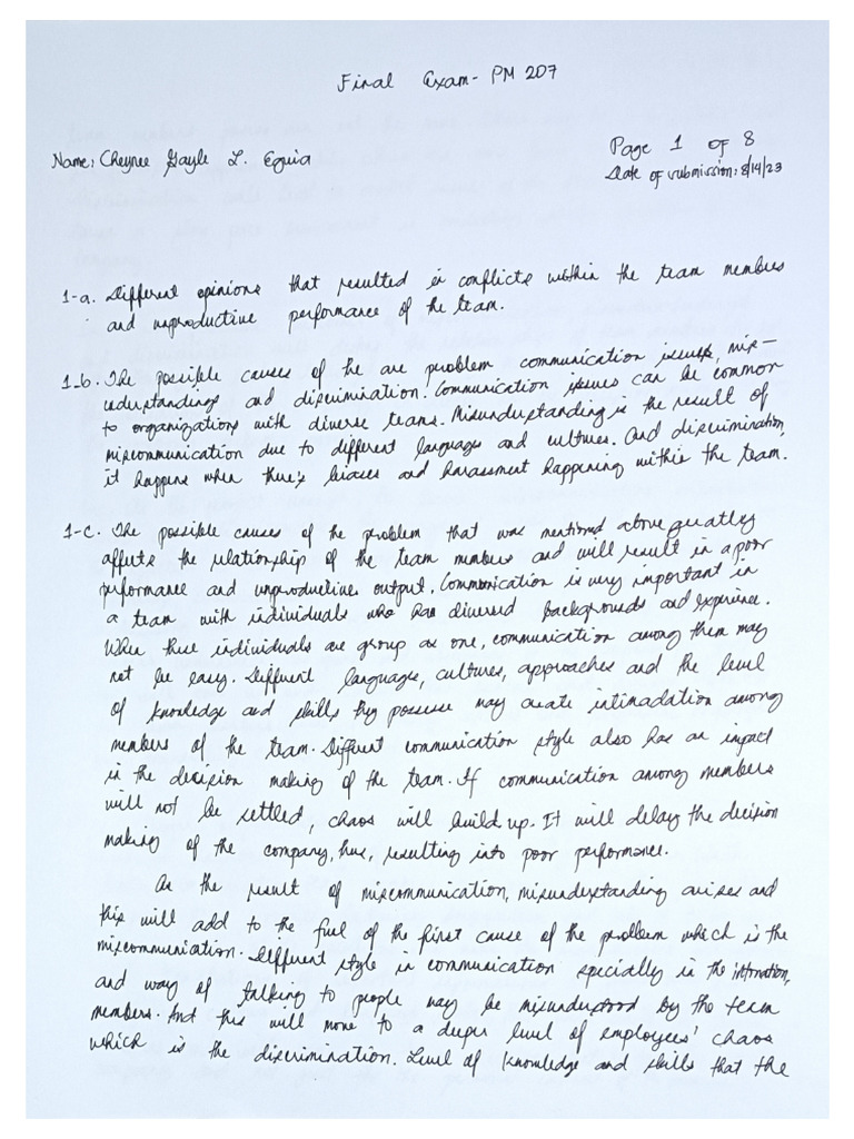 PM 207-FinalExam | PDF