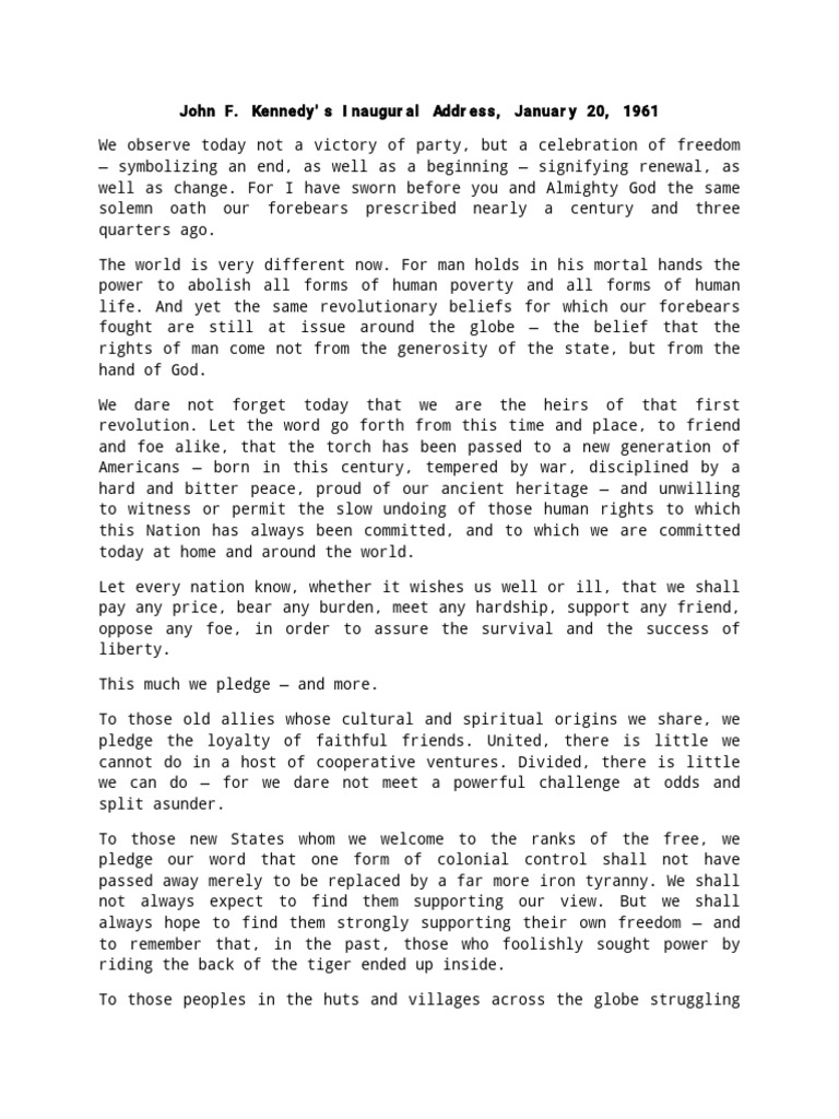 Kennedy's Inaugural Adress | PDF