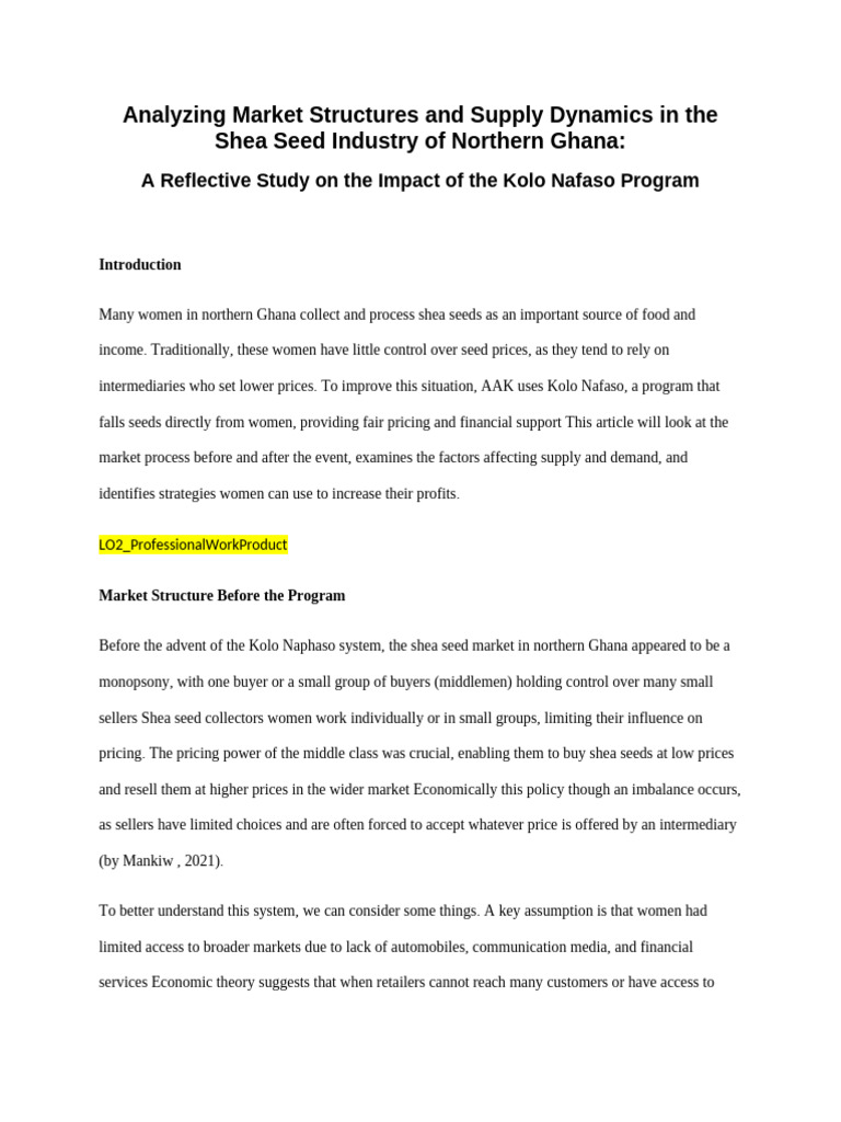Analyzing Market Structures and Supply Dynamics in The Shea Seed ...