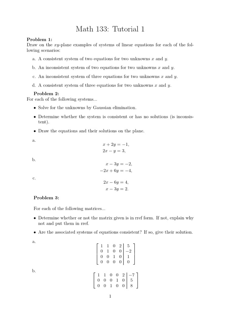 Math_133_Tutorial_1 | PDF | Algorithms | Mathematics