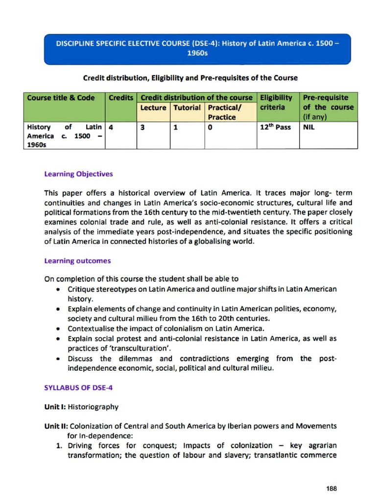 DSE - History of Latin America C. 1500 - 1960s | PDF | Latin America ...
