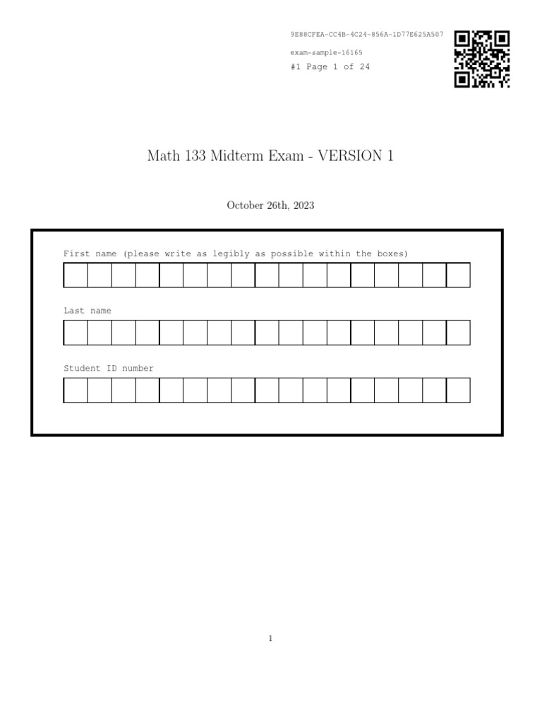 Past Midterm - Fall 2023 - MATH-133 | PDF | Mathematical Analysis | Mathematical Objects