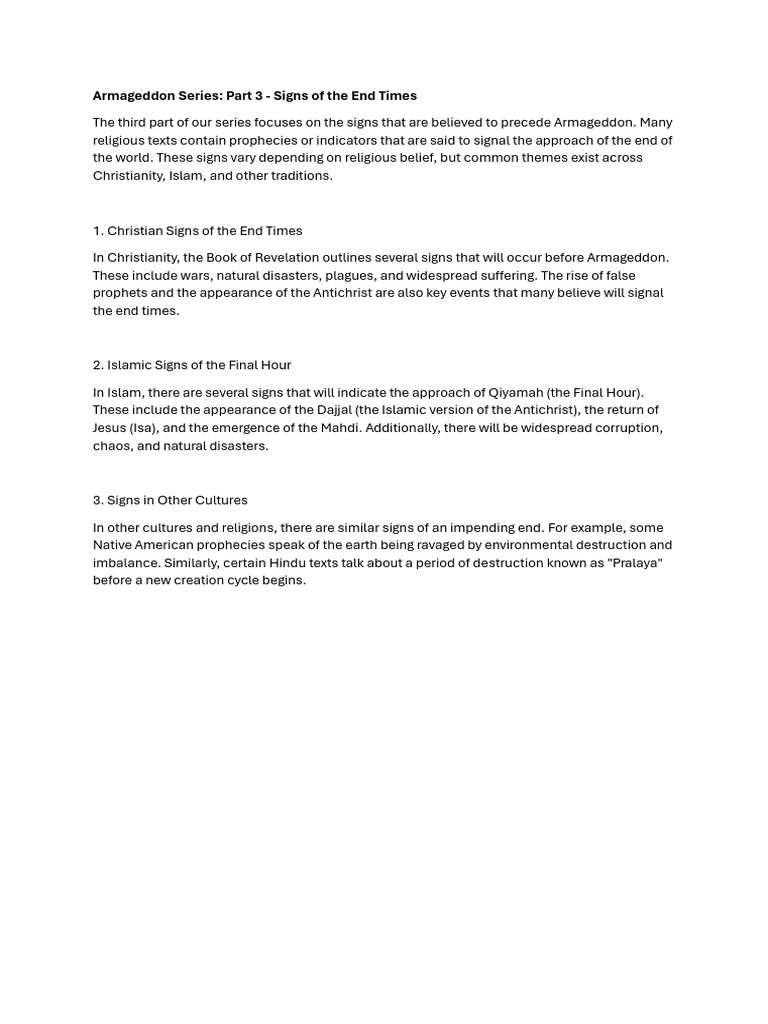 Armageddon Series - Part 3 | PDF