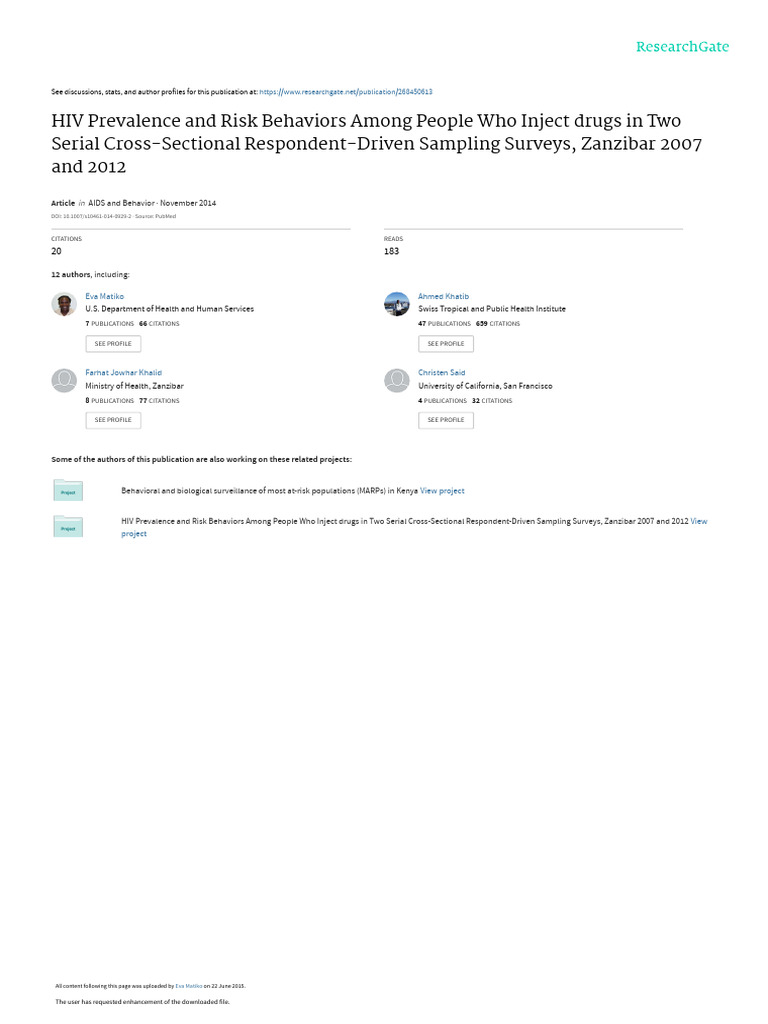 PWID 2015 HIV Risk Behaviour 2 RDS | PDF | Hiv/Aids | Confidence Interval